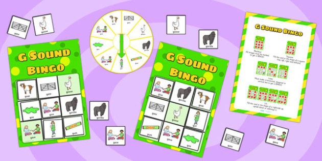 g Sound Bingo Game with Spinner (teacher made)