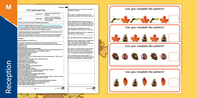 EYFS Autumn Repeating Patterns Maths Plan & Resource Pack