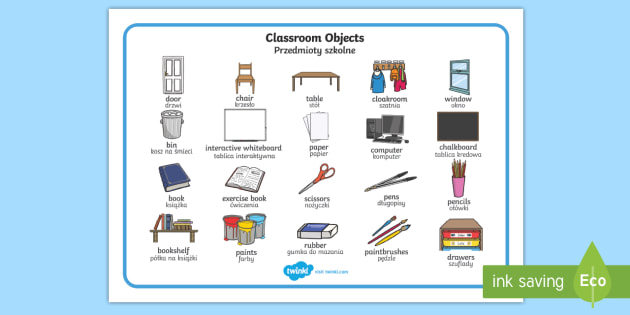 Classroom Objects Word Mat English/Polish - Classroom Objects Word Mat