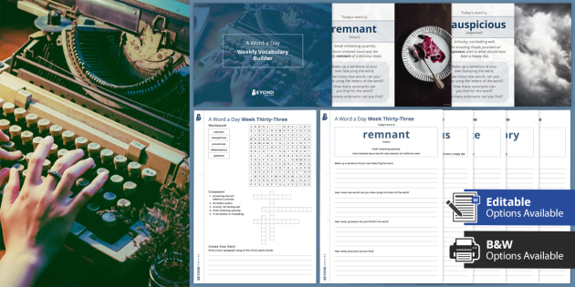 A Word a Day Activity Pack Week 33 (teacher made)