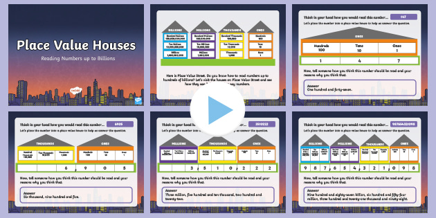 Place Value Houses Reading up to Billions (teacher made)
