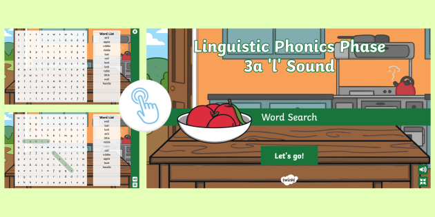 Linguistic Phonics Phase 3a 'l' Sound Interactive Word Search