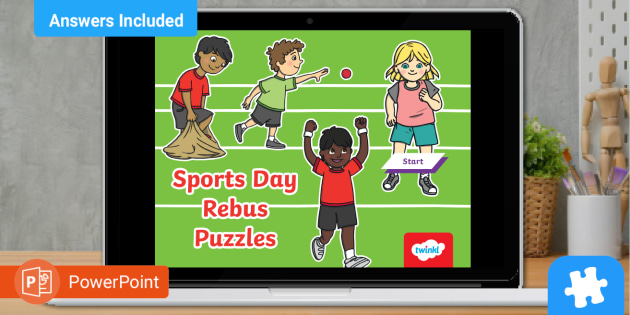 Sports Day Fun Rebus Puzzles PowerPoint - Kids Puzzles