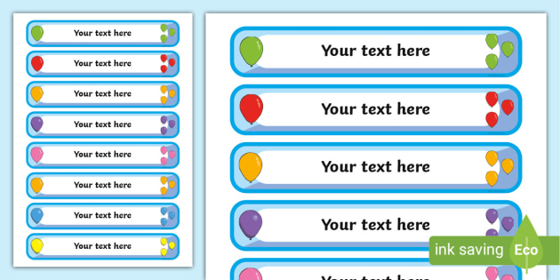 Editable Balloon Tray Labels (teacher made)