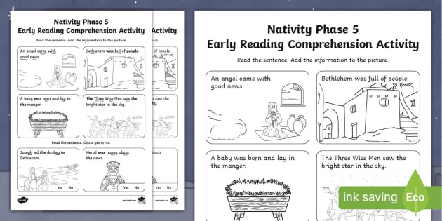 Nativity-Themed Phase 5 Early Reading Comprehension Activity