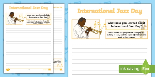 FREE! - International Jazz Day Writing Worksheet – Twinkl