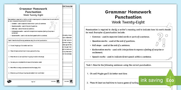 Grammar Homework Week Twenty-Eight (teacher made)