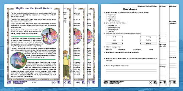 Fossils Story LKS2 Fiction Reading Comprehension | Twinkl