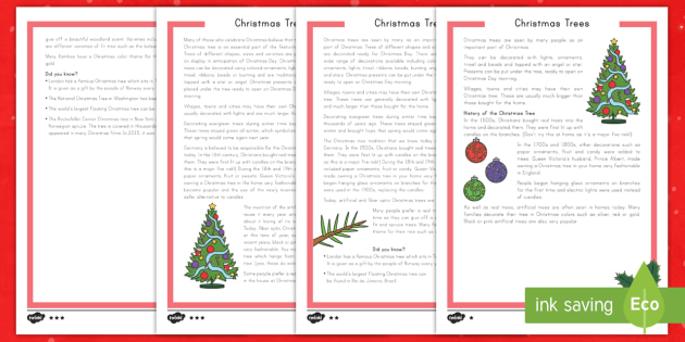 Christmas Trees Differentiated Reading Comprehension Activity