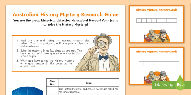 Canberra History Mystery Research Game (teacher made)