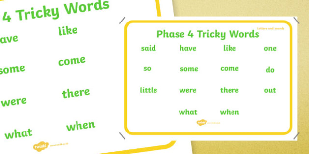Phase 4 Tricky Words Wall Chart Large Display Poster