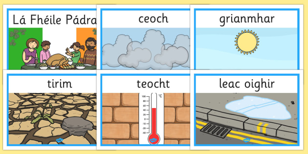 Weather Display Posters | Gaeilge Weather Phrases