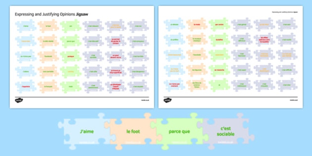 KS4 Exprimer et justifier des opinions Puzzle
