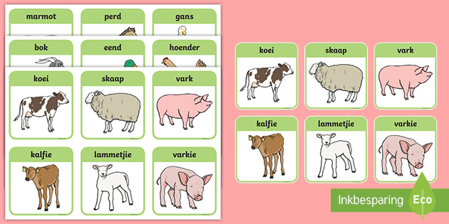 Plaasdiere Mammas en Hul Kleintjies Kaarte (teacher made)