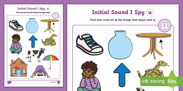 Initial Sounds I Spy Activity: Letter u (teacher made)