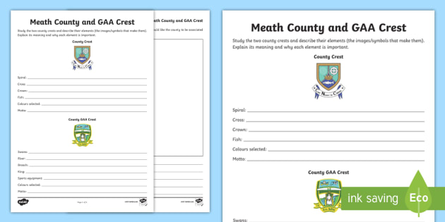 Meath County and GAA Crest Worksheet / Worksheet