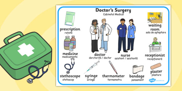 Doctors Surgery Word Mat Romanian Translation (teacher made)