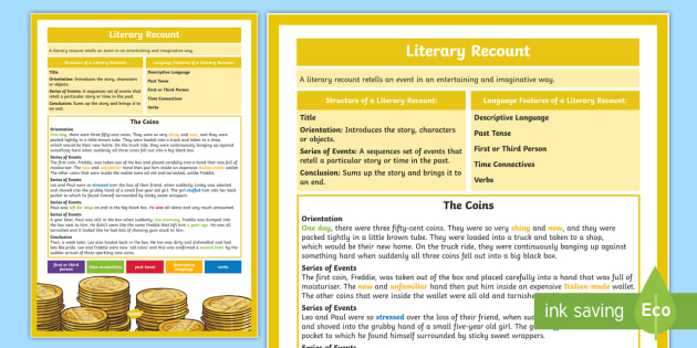 Literary Recount with Annotations A4 Display Poster