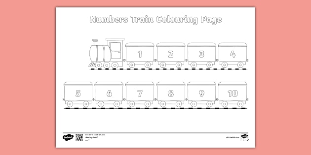 Number Train Coloring Page FREE! Modern Train Colouring Sheet