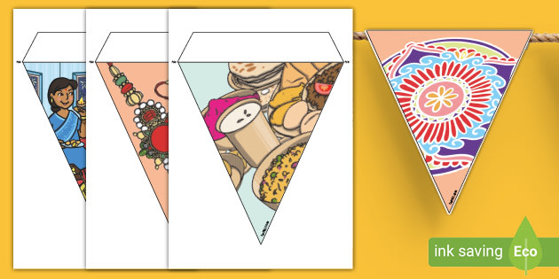 Festival Indian Bunting For Decoration - Display - Twinkl