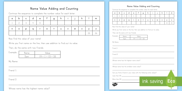 My Name: Adding and Counting Activity (Teacher-Made)