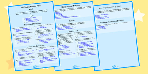 KS1 Maths Display Pack Overview Year 1
