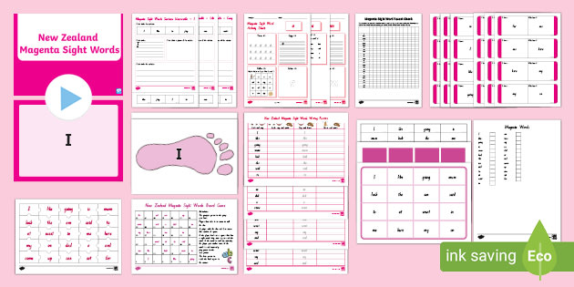 New Zealand Magenta Sight Words Resource Pack (Teacher-Made)