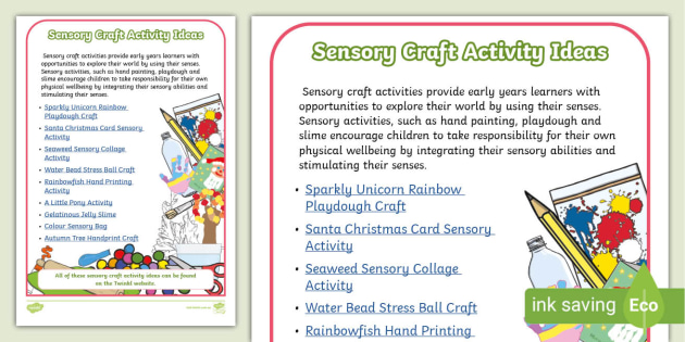 Sensory Craft Activity Ideas Display Poster | EYLF Australia