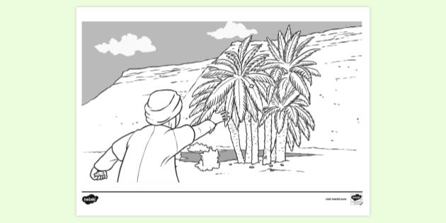 Boy Throwing Stones Colouring Sheet