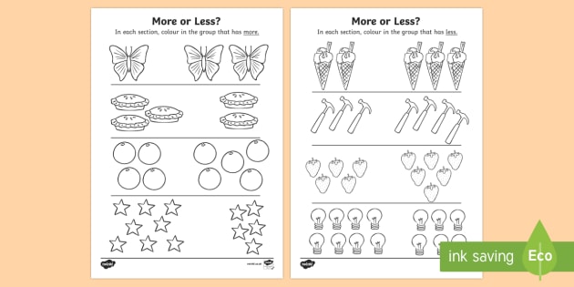 More or Less Colouring Activity - More Or Less Colouring Activity