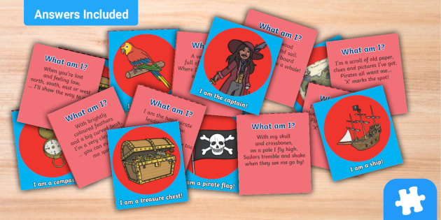 Pirate Themed Fun Guessing Game Puzzle Cards - AL
