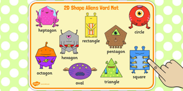 2D Shape Aliens Word Mat (teacher made)