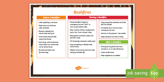 Australia Bushfire Poster | Bushfires Poster Format A4