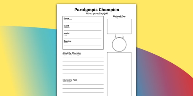 Rio 2016 Paralympics Champion Fact File Polish Translation