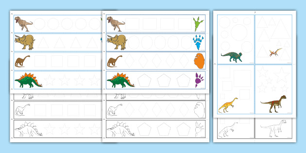 Dinosaurs Fine Motor Tracing Cards: Shapes (teacher made)