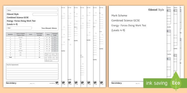 Edexcel Style Forces Doing Work Test