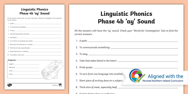 Phonics 'ay' Sound Worksheet - English Resource