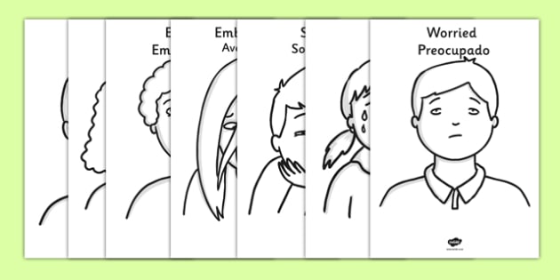 Ourselves Emotions A4 Colouring Posters Spanish Translation