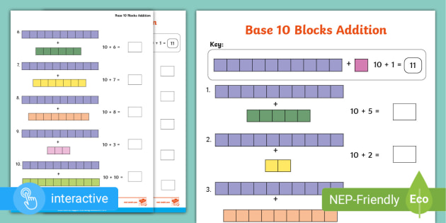 Base 10 Blocks Addition Interactive Pdf (Teacher-Made)