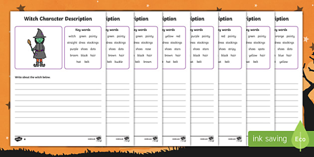 Witch Character Description Differentiated Writing Frames