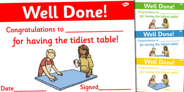 👉 Tidy Table Award Certificates (teacher made)