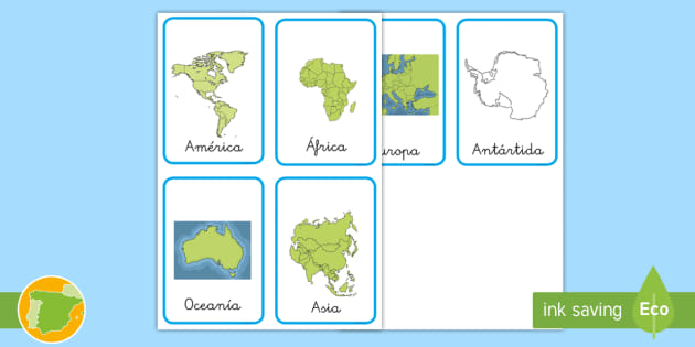 Tarjetas educativas: Los continentes (teacher made)