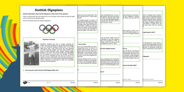Scottish Olympians Differentiated Reading Comprehension Activity-Scottish