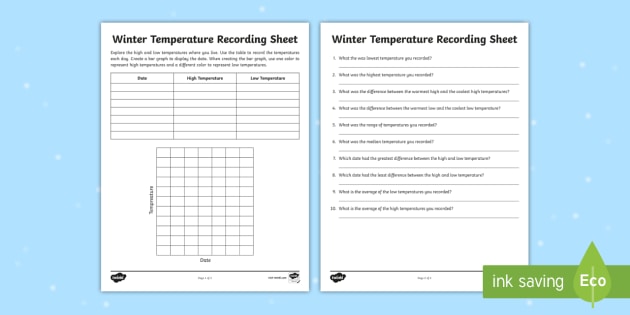 Winter Temperatures Recording and Graphing Activity