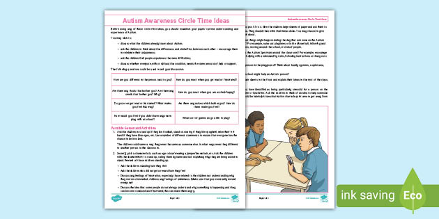 Autism Awareness Circle Time Teaching Ideas (teacher made)