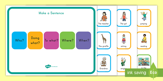 Sentences for Kids Activity - Sentence Building - Twinkl