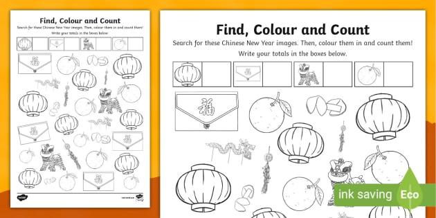 Chinese New Year Find, Colour and Count Activity