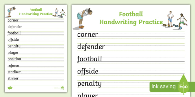 Football Handwriting Practice,football (teacher made)