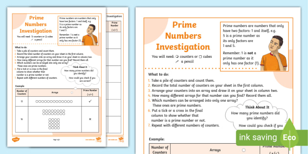 👉 Prime Numbers Investigation Activity Sheet