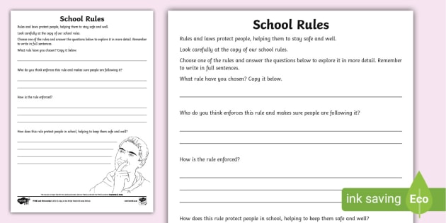 KS2 School Rules Activity Sheet - British Values Resources